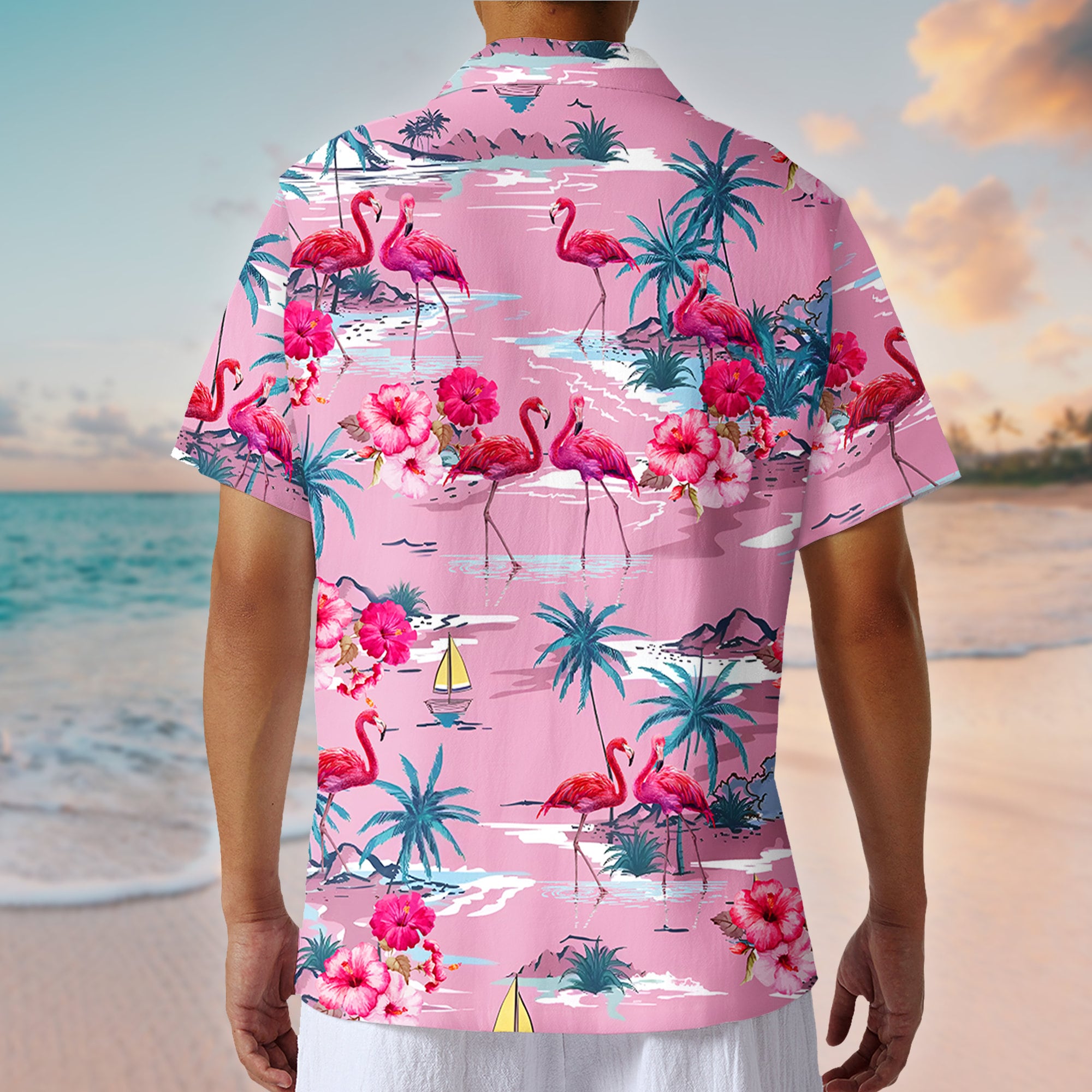 Tropical Pink Flamingo Hawaiian Shirt sold by Delicate Vortex | SKU 84640146 | Printerval