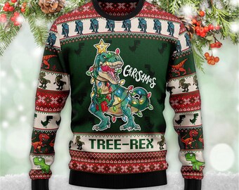 Christmas Tree Rex Sweater - Etsy