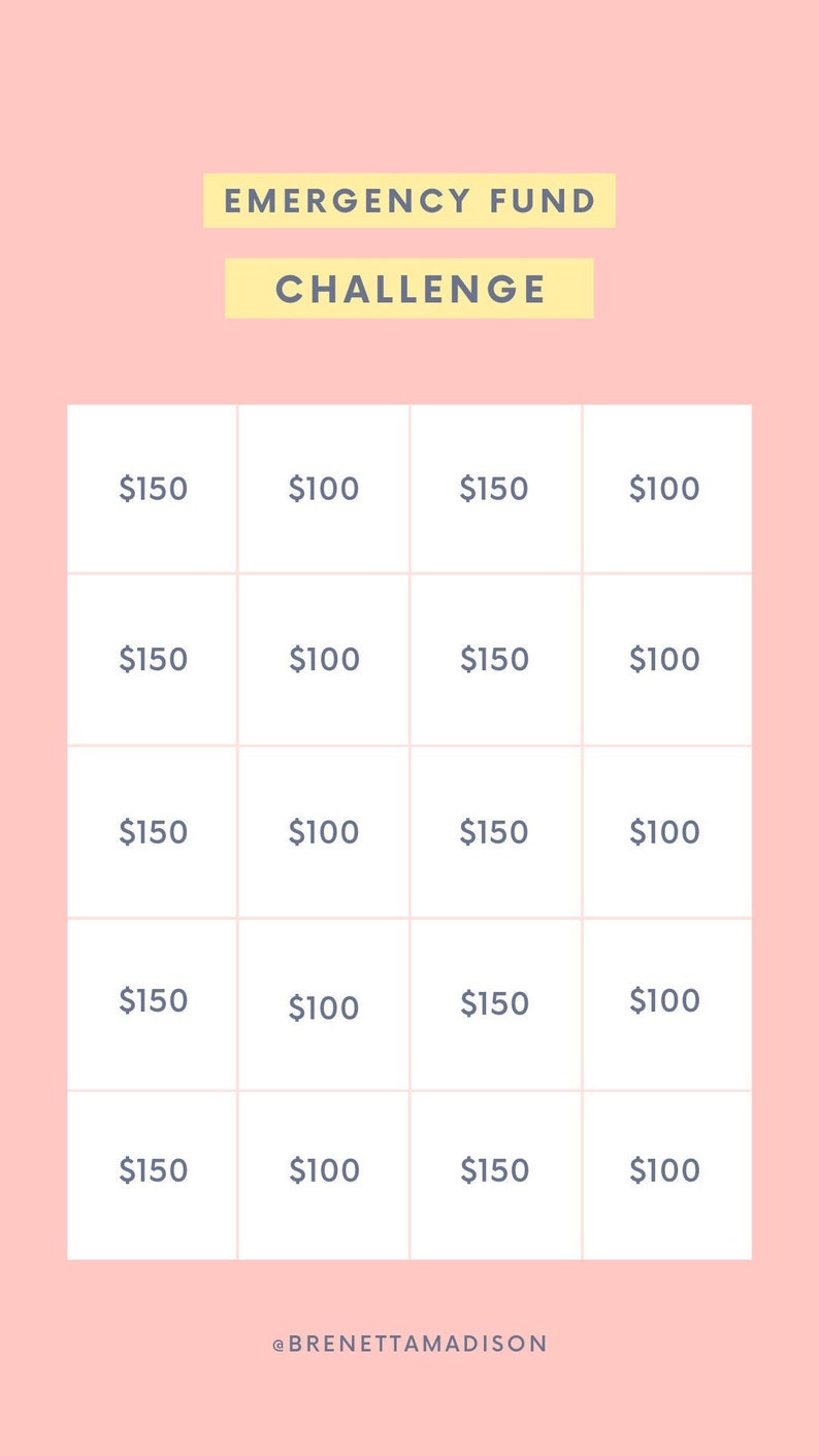 Emergency Fund Savings Challenge 1 Savings Challenge Cash Stuffing ...