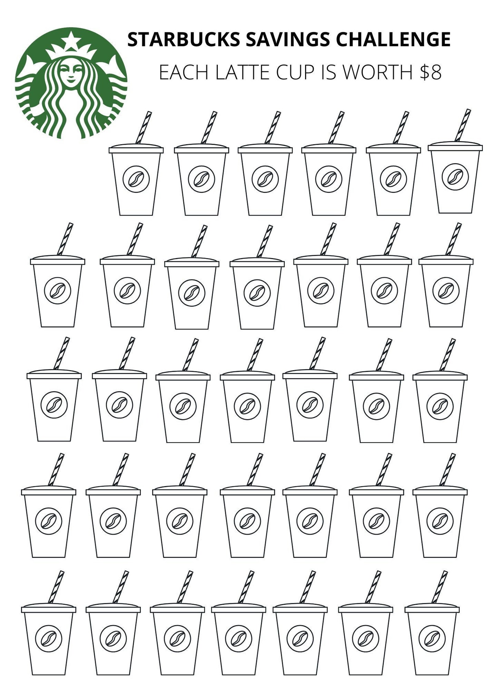 Starbucks Savings Challenge| Savings Challenge| Cash Stuffing| Budgets ...