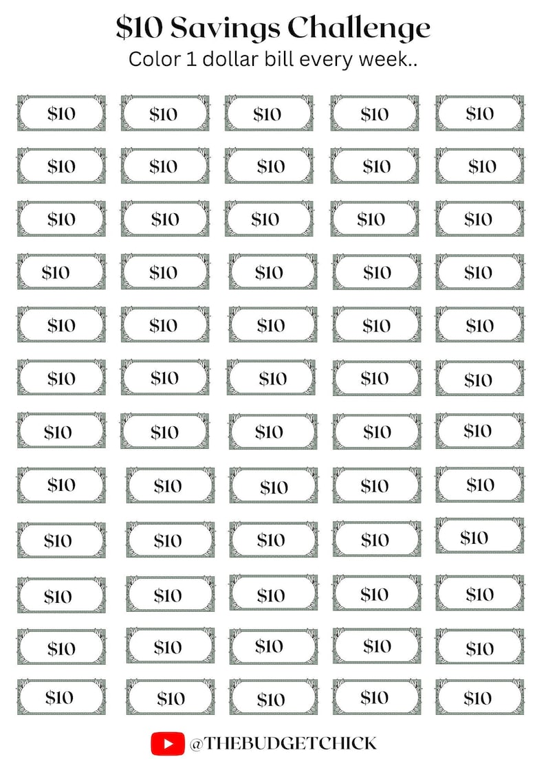 Ten Dollar Savings Challenge | Savings Challenge | Budget | Cash Wallet ...