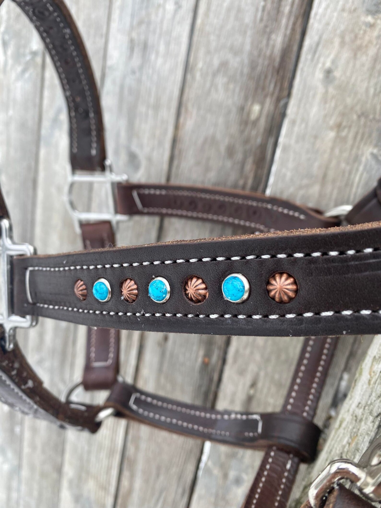 Antique Copper & Turquoise Leather Halter - Etsy