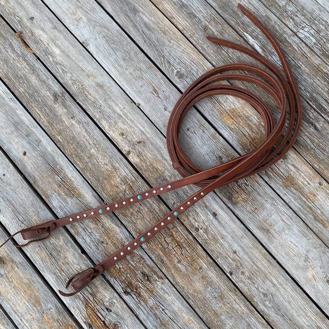 Butter Soft Split Reins W/ Turquoise and Silver Bling - Etsy
