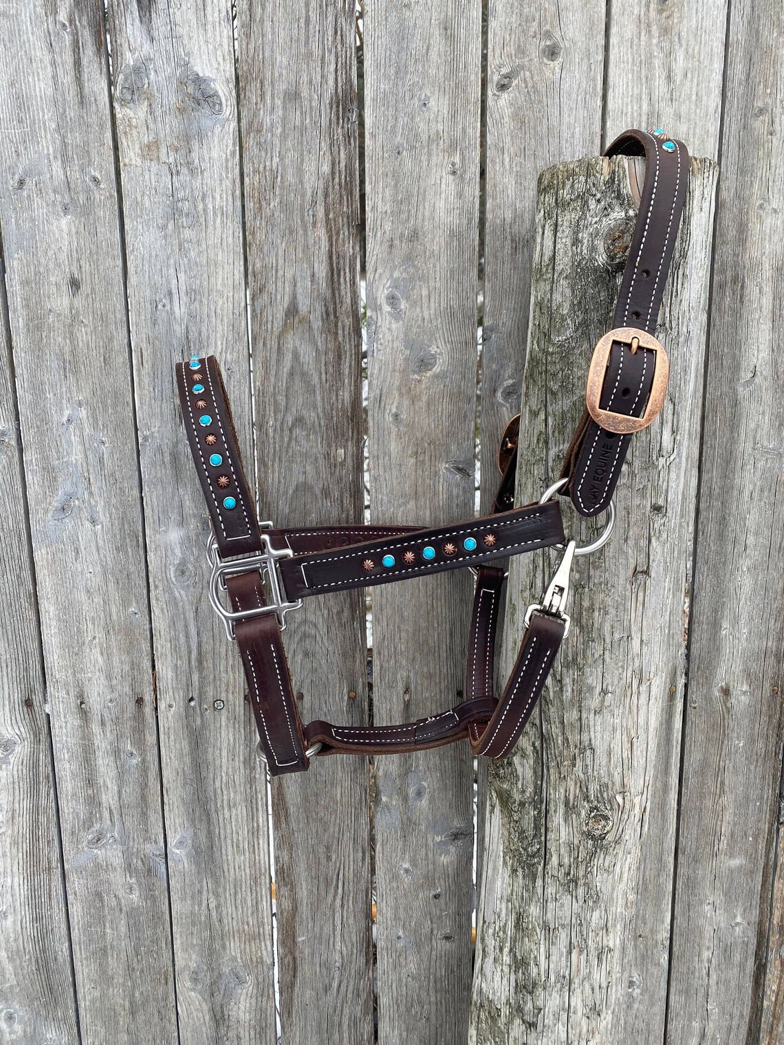Antique Copper & Turquoise Leather Halter - Etsy