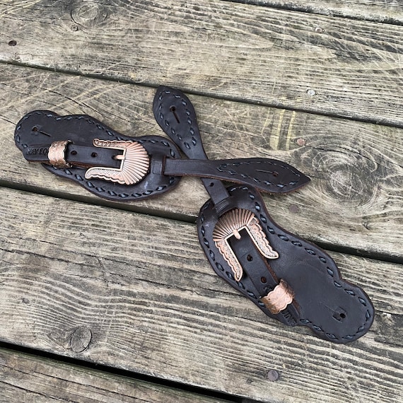 Spur Straps With Black Buckstitch and Copper Buckles - Etsy