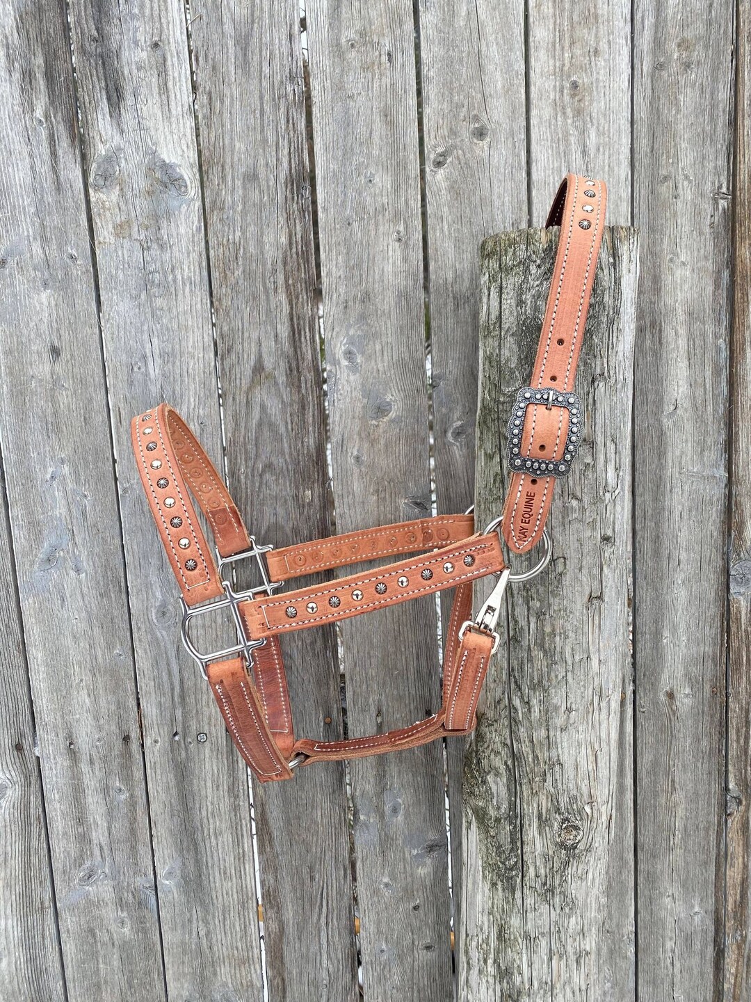 Nickel & Antique Nickel Leather Halter - Etsy