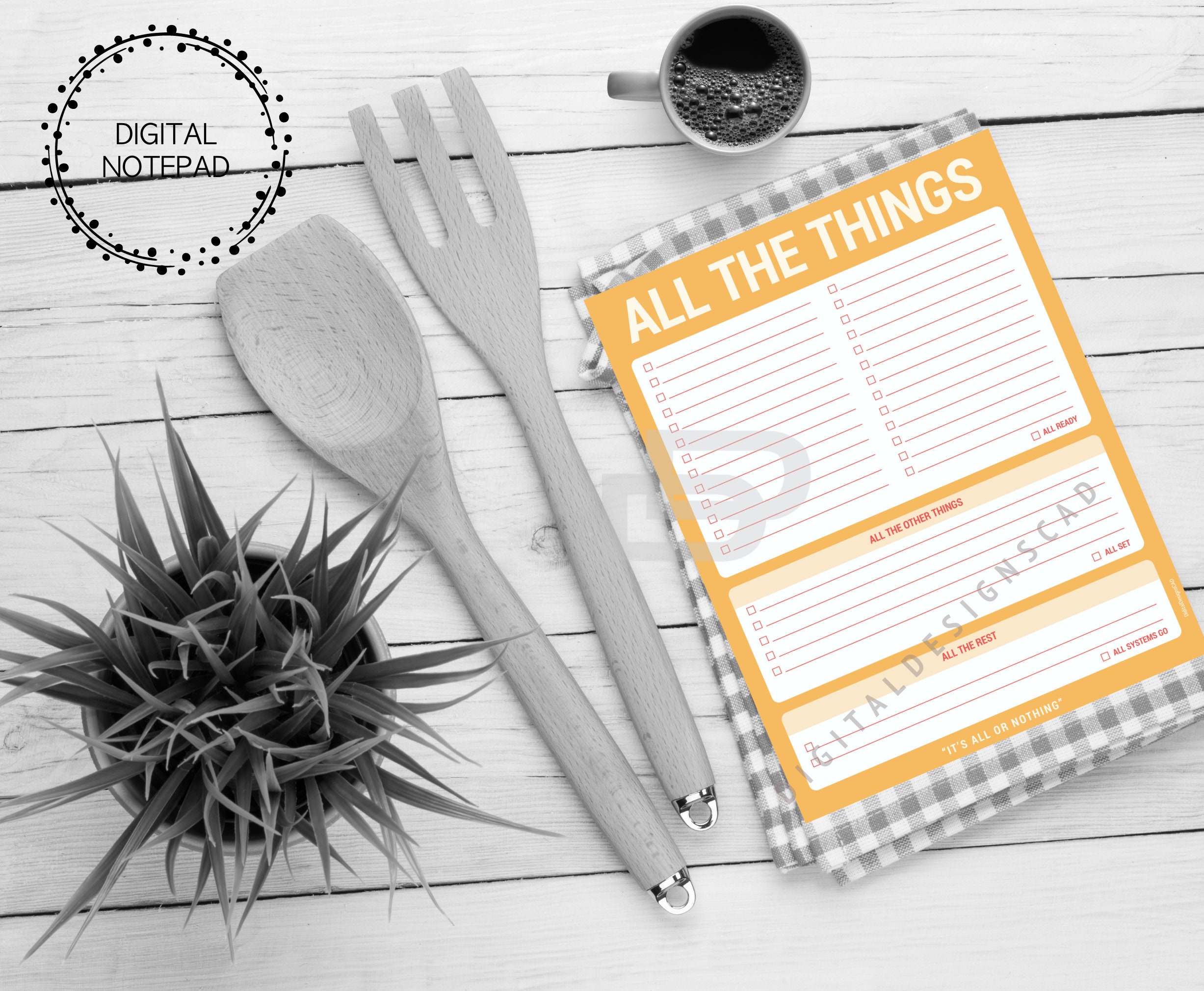 Digital Download Letter Size Note Pad "all the Things" Yellow Color - Etsy