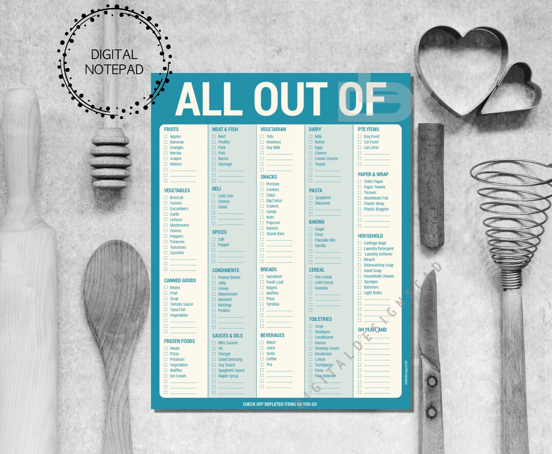 Digital Download Letter Size Note Pad "all Out of " | Notepad for ...