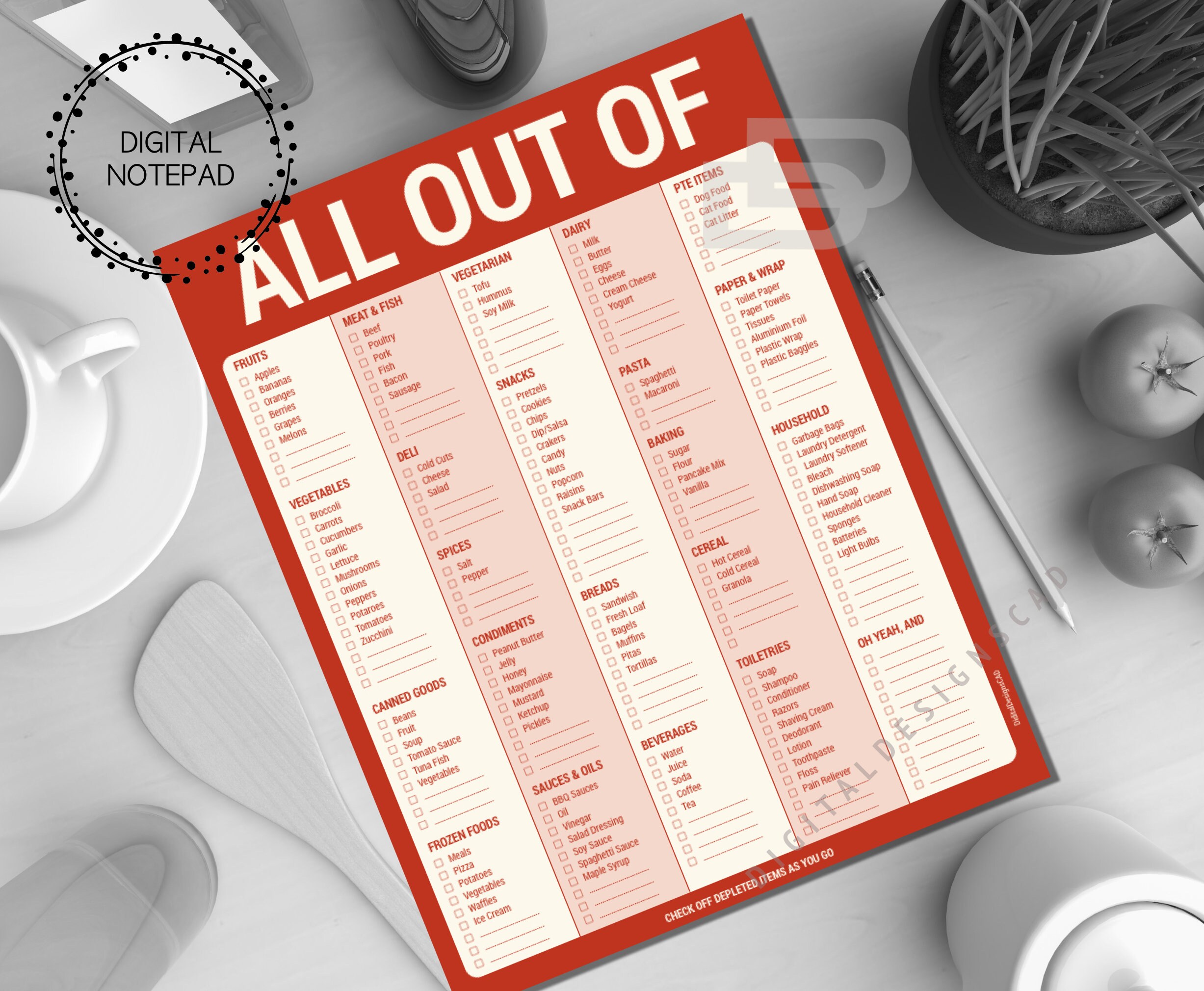 Digital Download Letter Size Note Pad "all Out of " | Notepad for ...