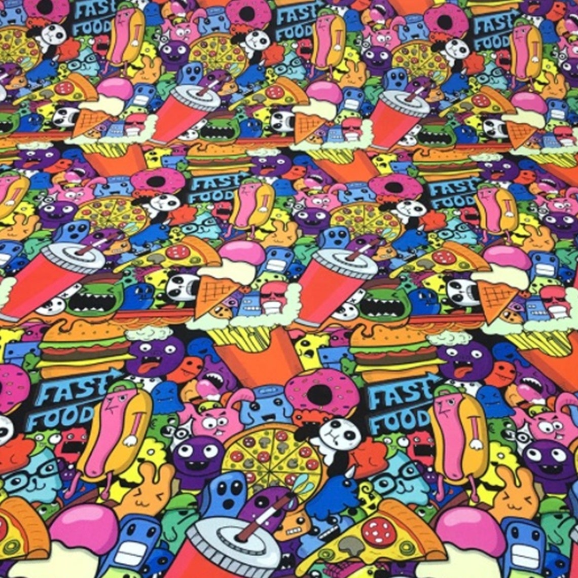 Fast Food/pop Art Pattern Fabric /UPHOLSTERY Fabric/sofa - Etsy