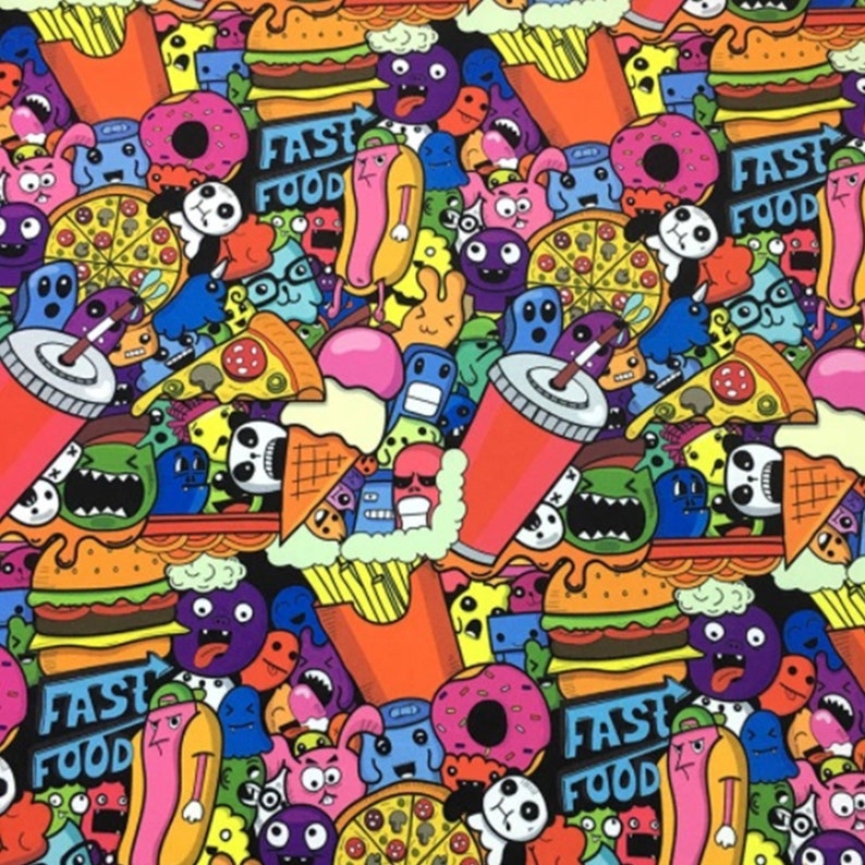 Fast Food/pop Art Pattern Fabric /UPHOLSTERY Fabric/sofa - Etsy