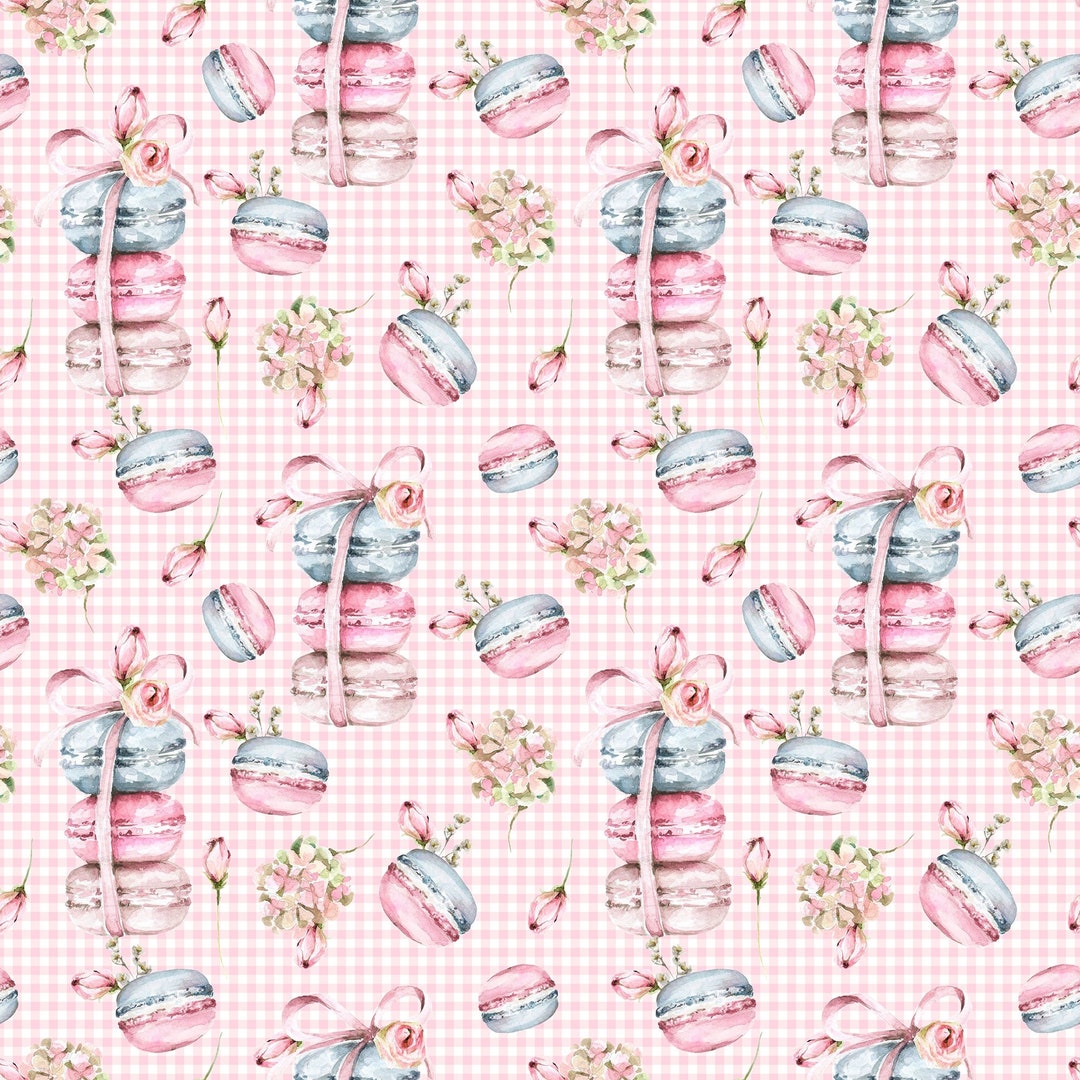 Macaron/pink Gingham Background/digital Printed/sofa/chair/cushion ...