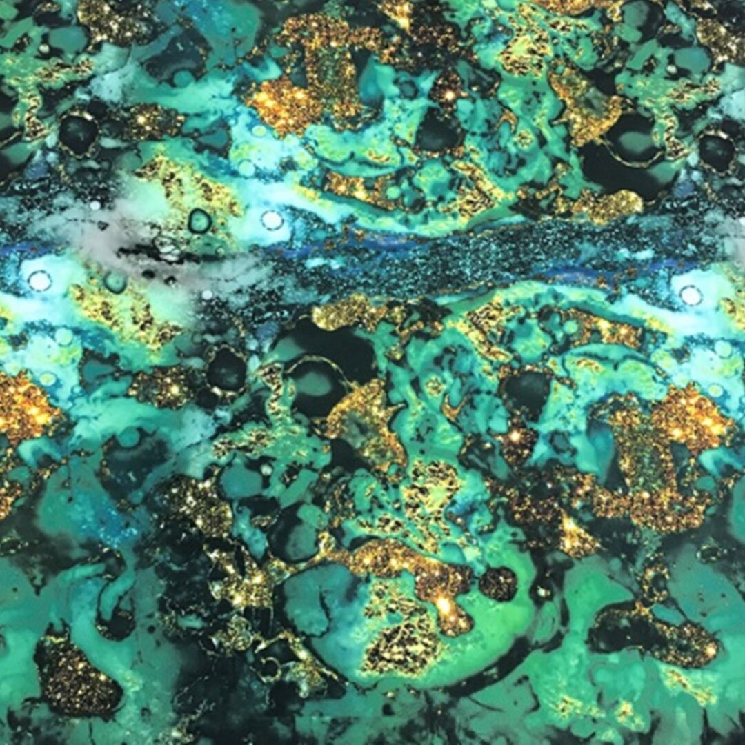 Malachite Green & Gold Upholstery Fabric: 56" Wide, Stain Resistant - Etsy