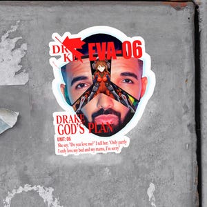 Evangelion X Drake 6 God Anime Sticker - Etsy