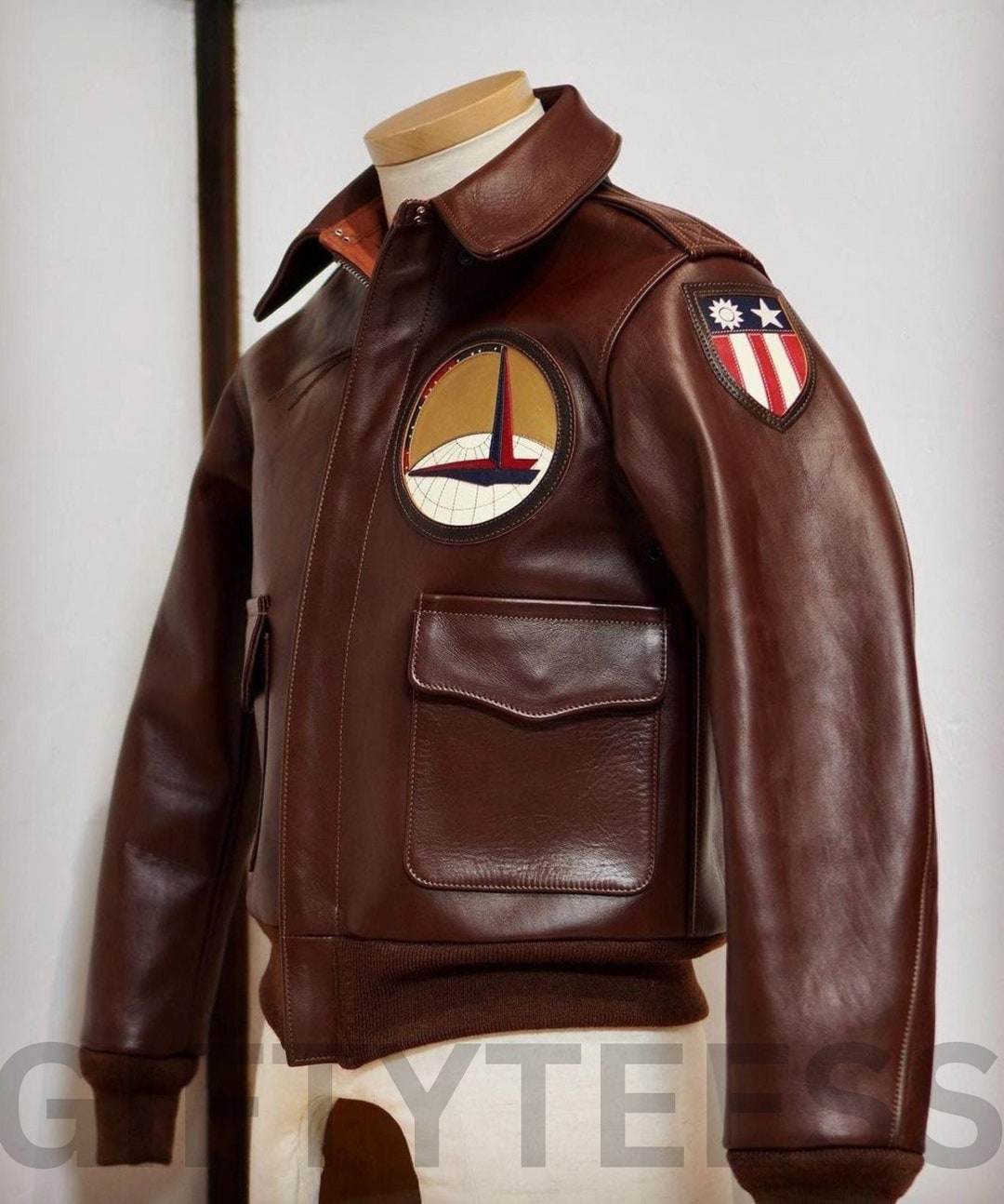 The A2 Flight Jacket-full Grain Cowhide Leather Bomber Jacket, 40s Slim ...