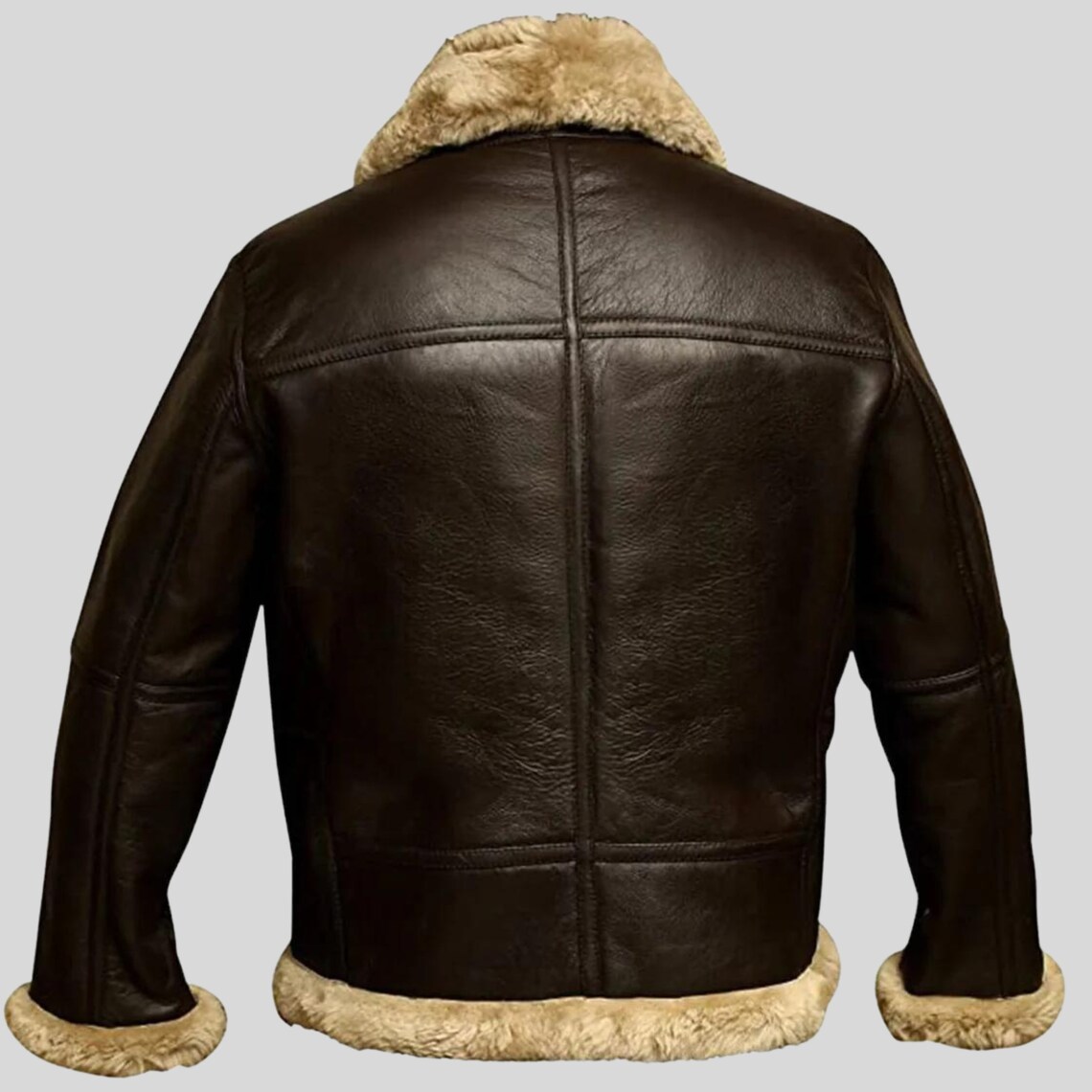 Brown B3 Bomber RAF Aviator Jacket, Mens Real Leather Shearling ...