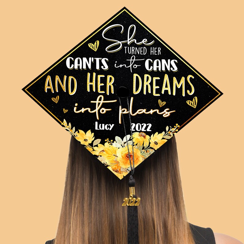 Personalized Graduation Cap Topper Motivational Quote Grad - Etsy
