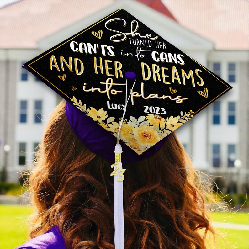 Personalized Graduation Cap Topper Motivational Quote Grad - Etsy