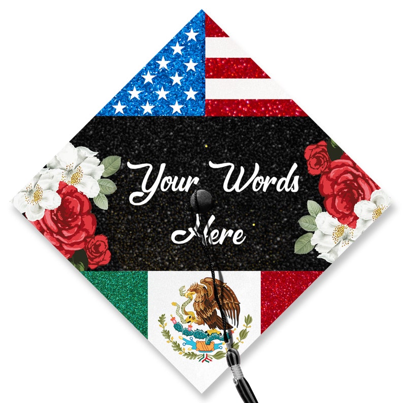 Customized Mexican Us Flag Printed Grad Cap Topper, Mexican Grad Cap ...