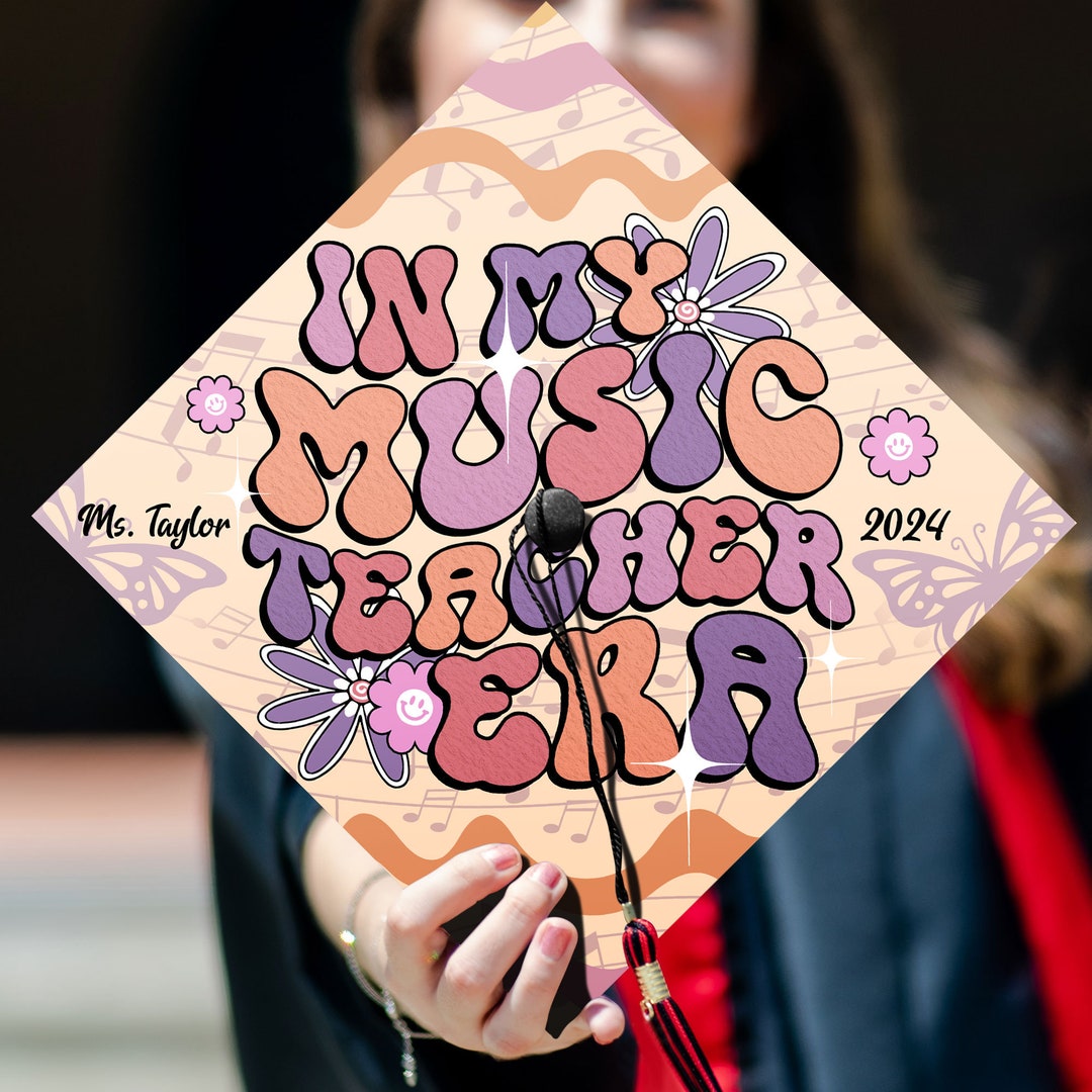 In My Music Teacher Era Printed Graduation Cap Topper, Custom Grad Cap ...