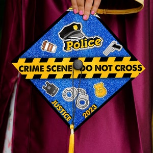 Crime Scene Do Not Cross Graduation Cap Topper, Personalized Police ...
