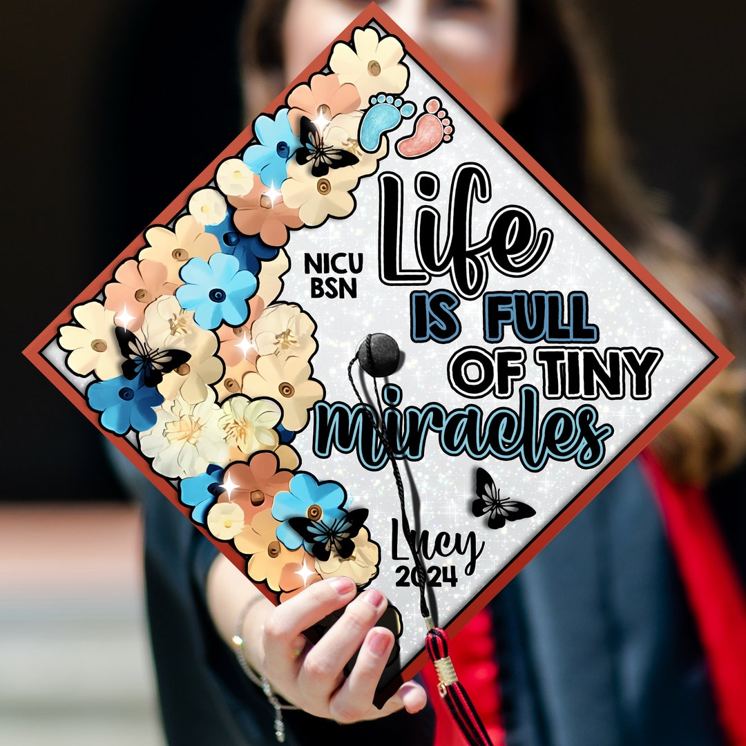 Personalized NICU Graduation Cap Topper, NICU Nurse Cap Decorations to ...