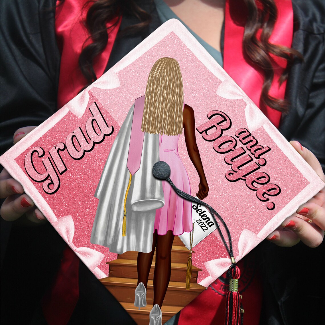 Grad and Boujee Personalized Graduation Cap Black Queen Grad | Etsy