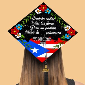 Personalized Puerto Rico Grad Cap Decoration, Custom Flag Latin ...