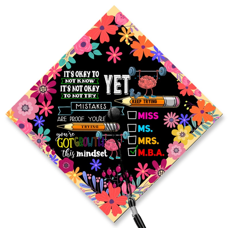 Business M.B.A Printed Graduation Cap Topper Motivated Grad - Etsy