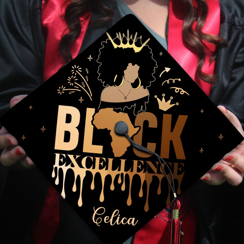 Black Excellence Melanin Style Black Queen Grad Cap Topper - Etsy