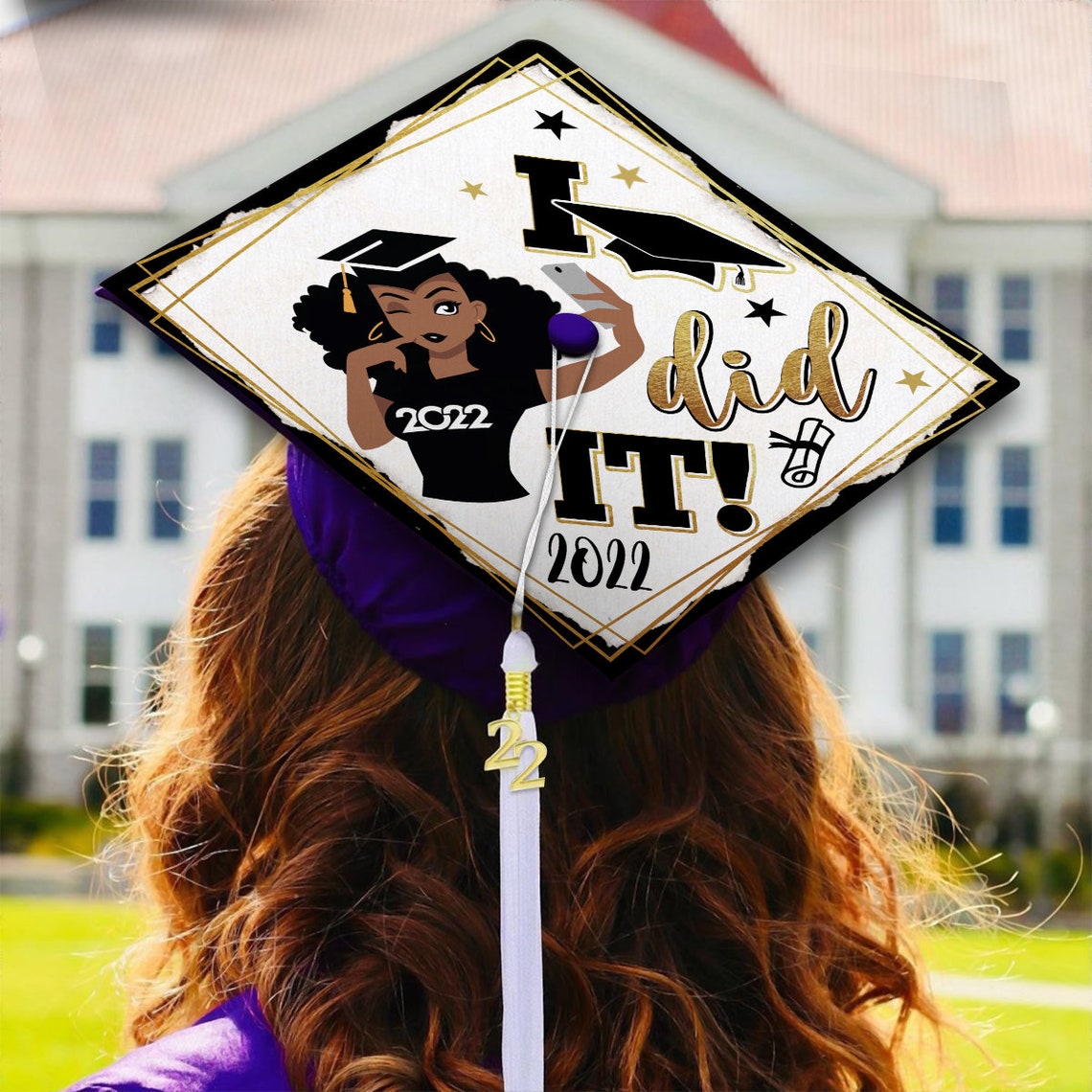 I Did IT Graduation Cap Topper Black Queen Grad Cap Topper - Etsy