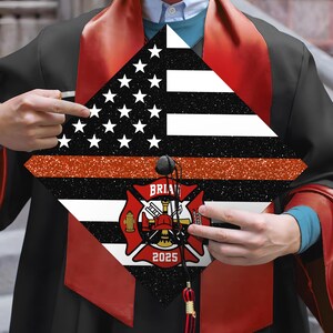 Custom Firefighter Graduation Cap Topper, Firefighter Grad Cap ...