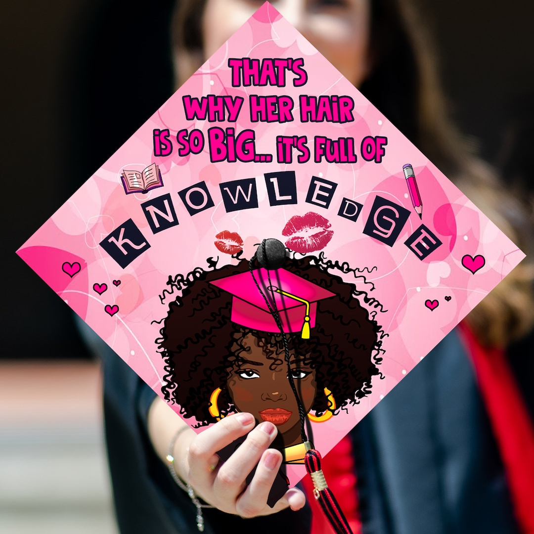 It's Full of Knowledge Printed Graduation Cap Topper, Black Queen Grad ...