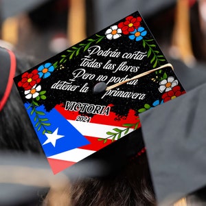 Personalized Puerto Rico Grad Cap Decoration, Custom Flag Latin ...