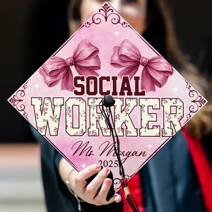 Custom Social Worker Grad Cap Topper, Personalized MSW Graduation Gift ...