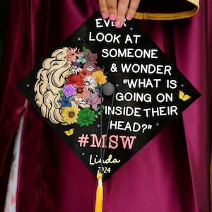 Custom MSW Social Work Graduation Cap, Personalized Grad Cap Topper for ...