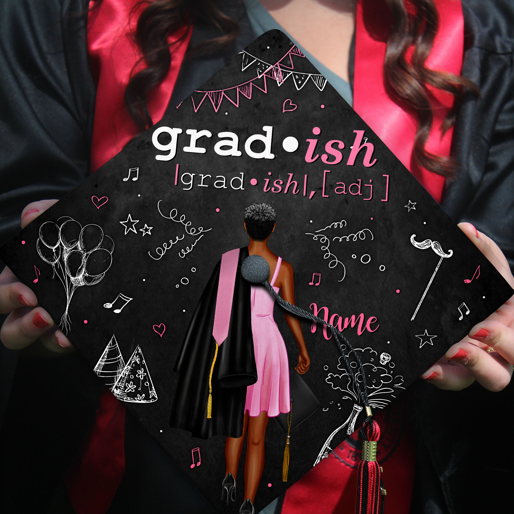 Grad-ish Graduation Cap Topper Black Queen Grad Cap Topper - Etsy