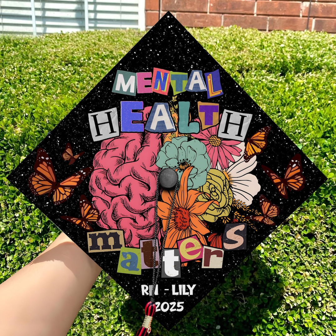 Mental Health Matters Graduation Cap Topper, Personalized Psychology ...