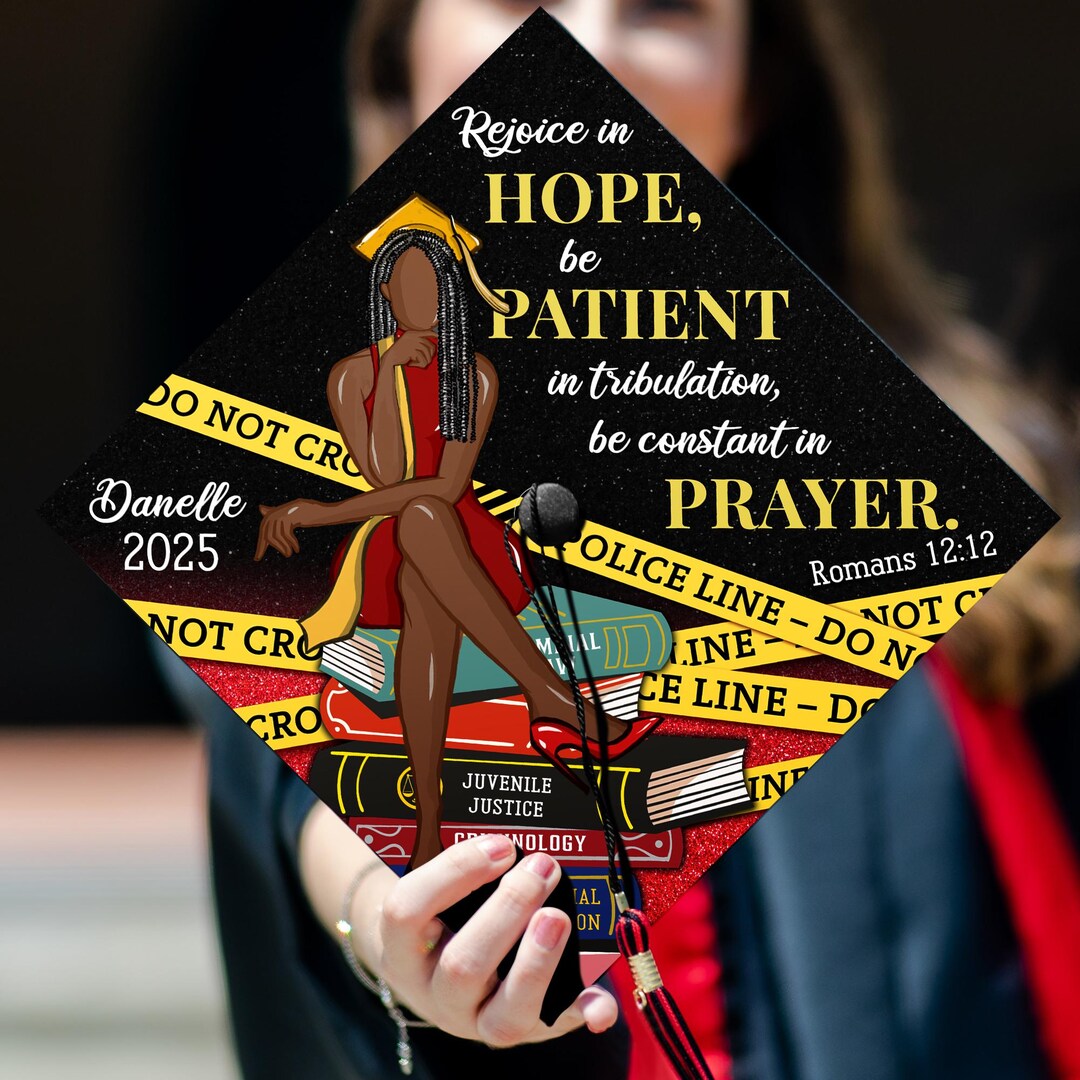 Custom Criminal Justice Graduation Cap, Black Queen Grad Cap Decoration ...