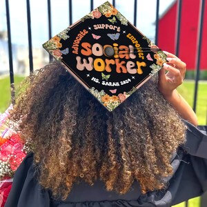 Social Worker Graduation Cap Topper, Advocate Support Empower Printed ...