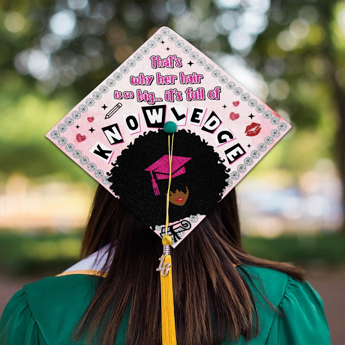 It's Full of Knowledge Graduation Cap Topper, Black Queen Grad Cap ...