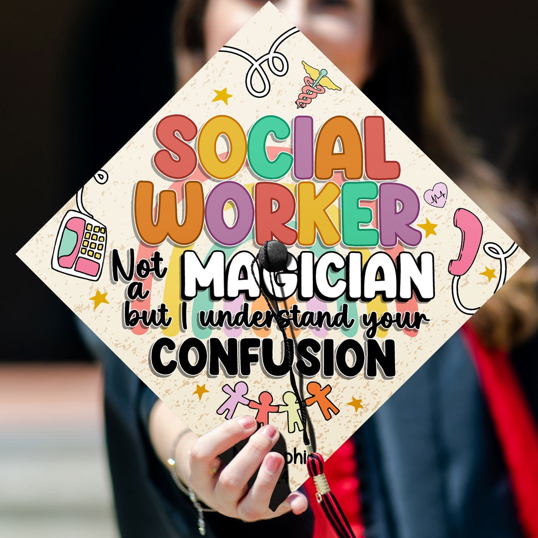 Personalized Social Worker Grad Cap Topper, Custom Cap Decoration for ...