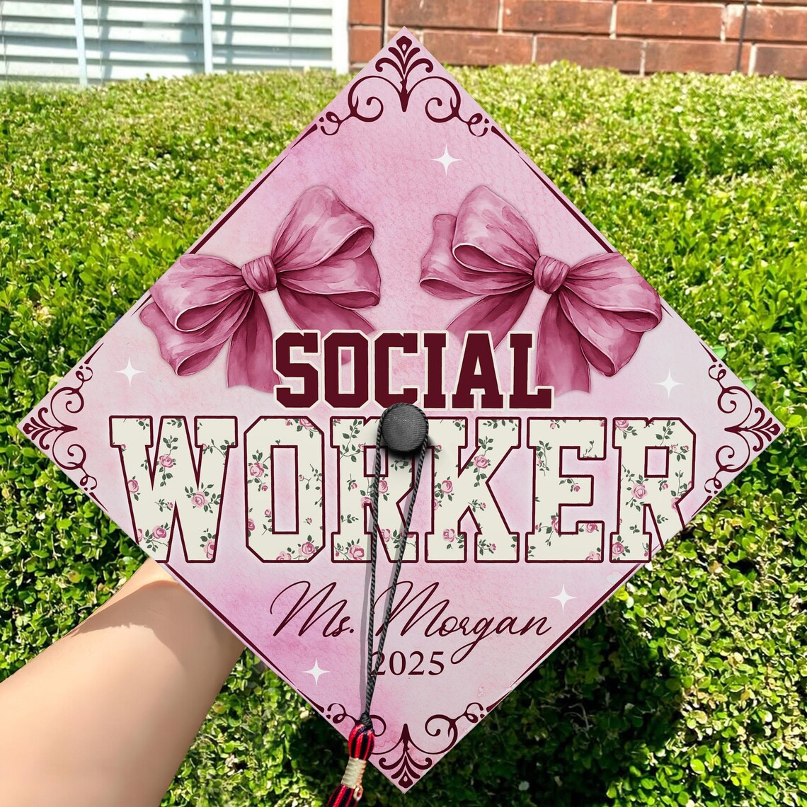 Custom Social Worker Grad Cap Topper, Personalized MSW Graduation Gift ...