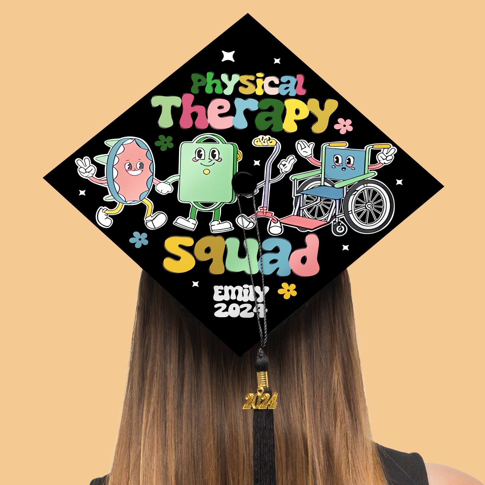 Physical Therapy Squad Grad Cap, Personalized Funny PT Graduation Cap ...
