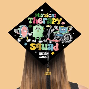 Physical Therapy Squad Grad Cap, Personalized Funny PT Graduation Cap ...