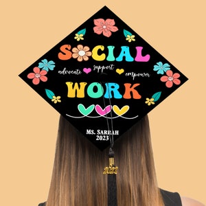 Custom Graduation Cap Topper, Personalized Social Work Grad Cap Topper ...