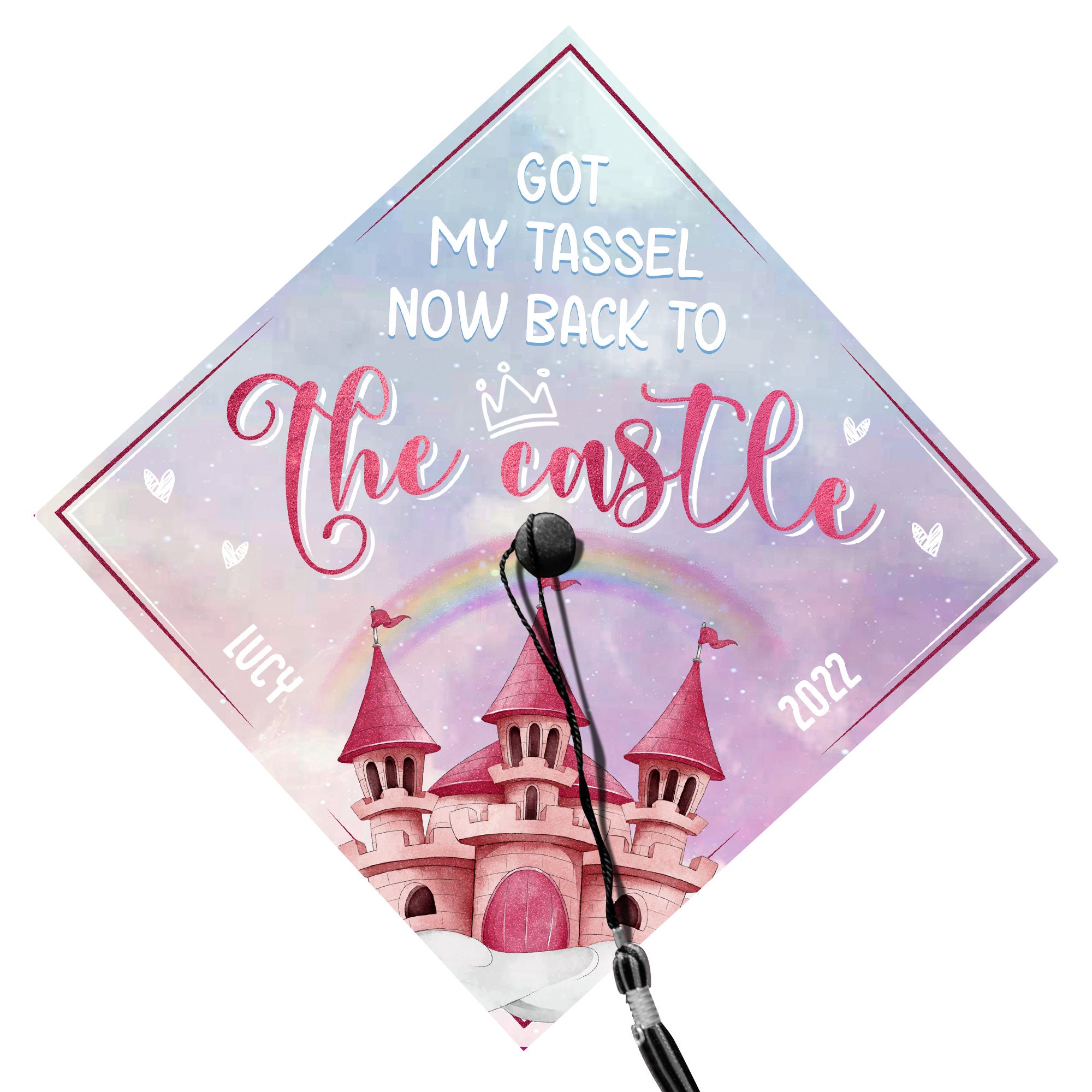 Printed Disney Princess Grad Cap Topper Disney Inspired Grad - Etsy