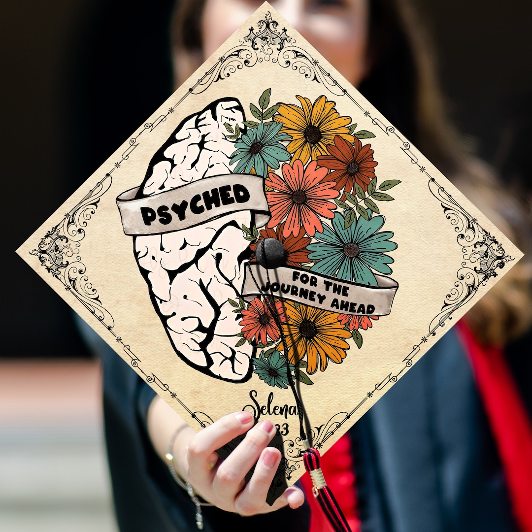 Psyched for the Journey Ahead Graduation Cap Topper, Customized ...