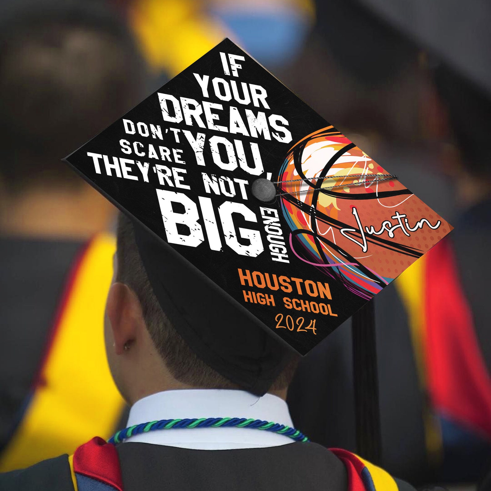 Custom Basketball Senior Graduation Cap, High School Basketball Grad ...