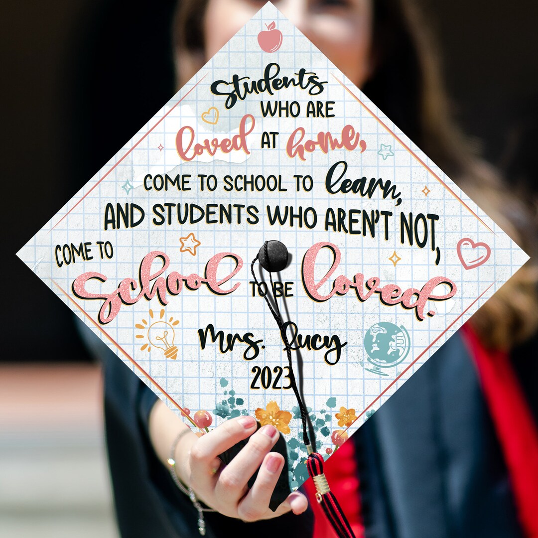 Teacher Printed Grad Cap Topper, Teacher Student Gift, Teacher ...